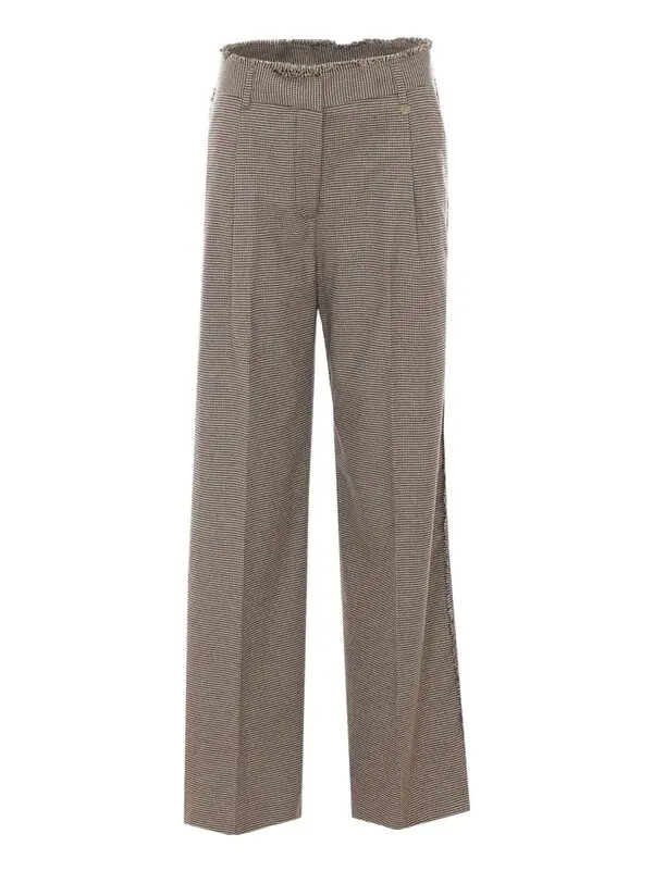 Liu Jo Frayed Houndstooth Wide-leg Pants - No