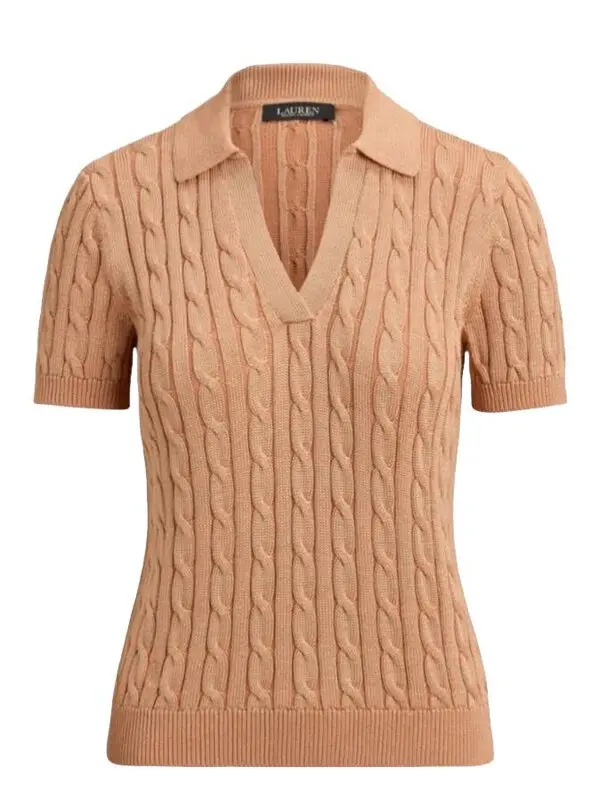 Ralph Lauren Cable-knit Short-sleeve Top - Beige