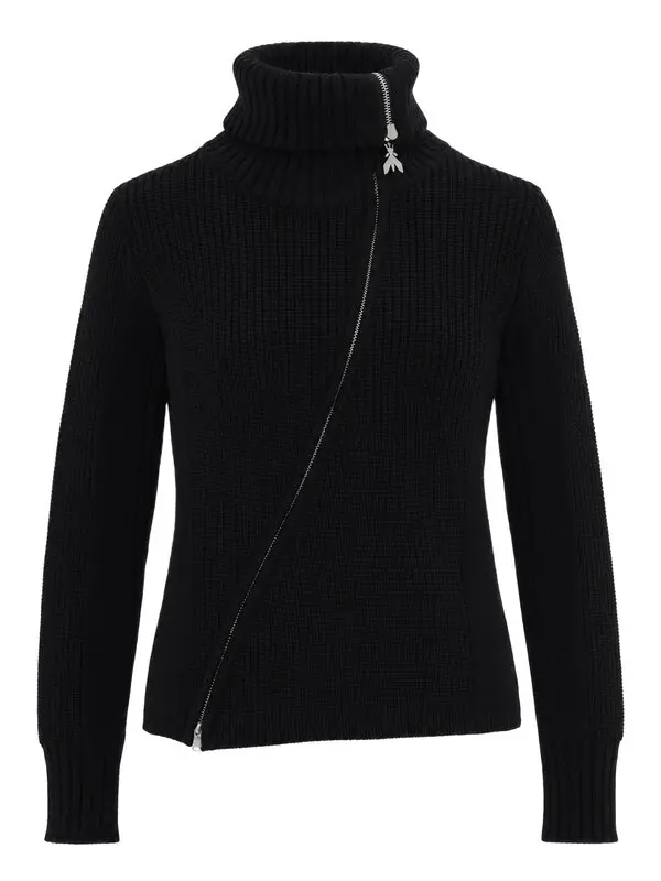 Patrizia Pepe Long-sleeve Zip-up Sweater - Black