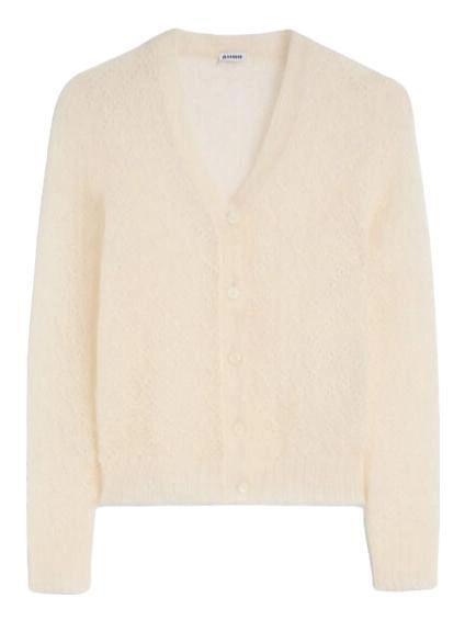JIL SANDER Lace-knit Mohair-blend Cardigan - Cloud