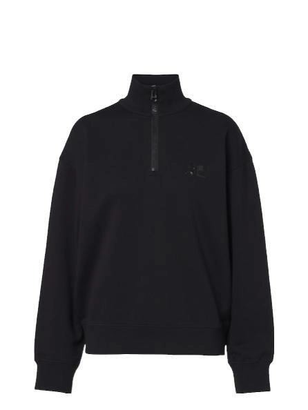 COURREGES Cotton Fleece Sweatshirt - Black