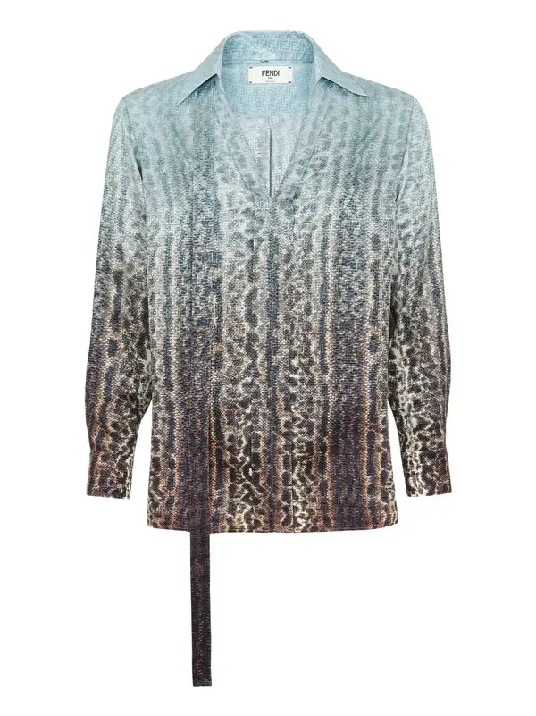 Fendi All-over Animalier Printed V-neck Blouse - Multicolor
