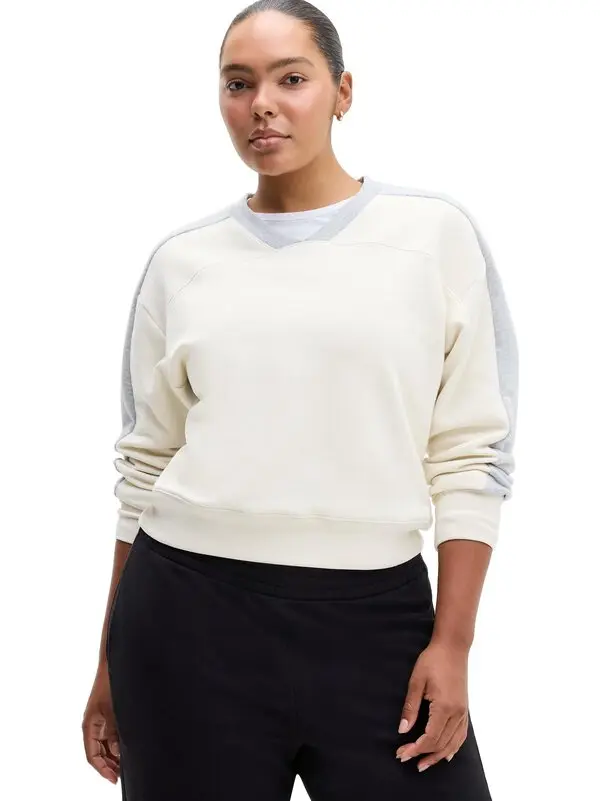 Athleta Forever Fleece V-neck Sweatshirt - Bone