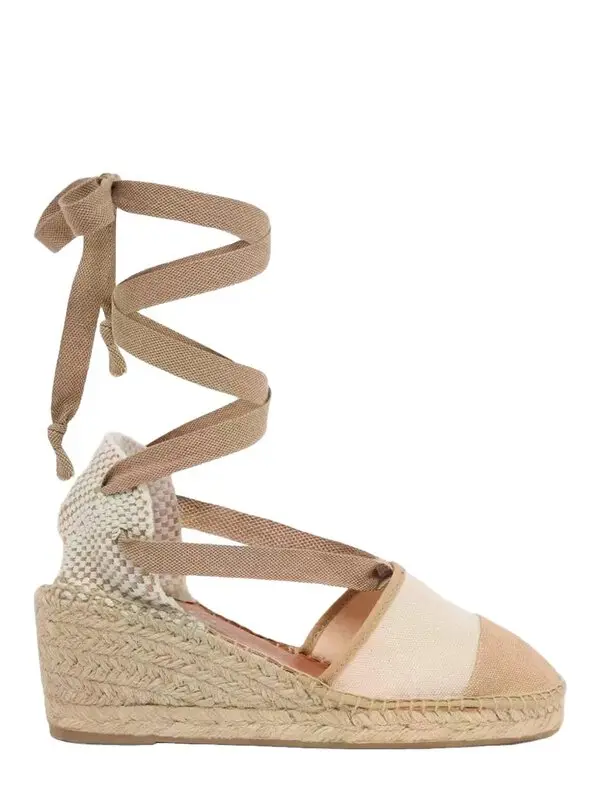 CAREL Parasol Lace-up Wedge Espadrilles - Neutrals