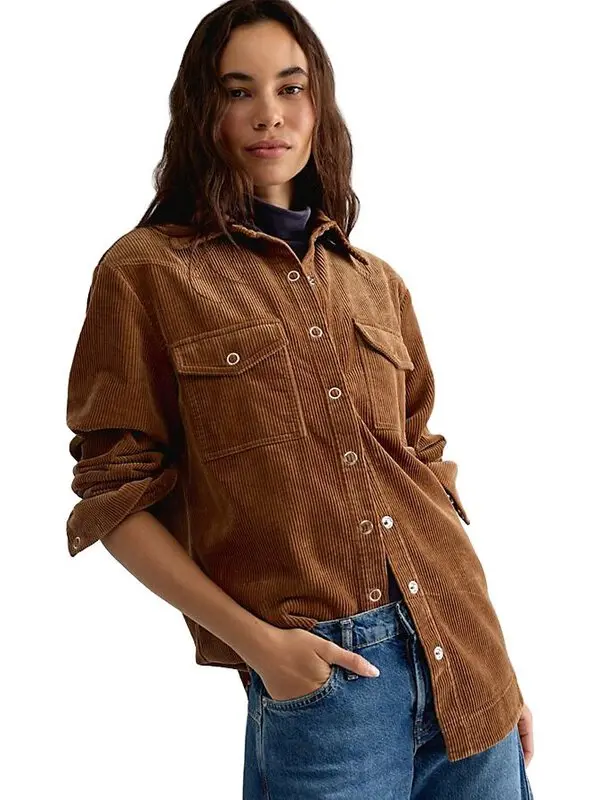 HANSEN & GRETEL Jackson Corduroy Button Down Shirt - Tan