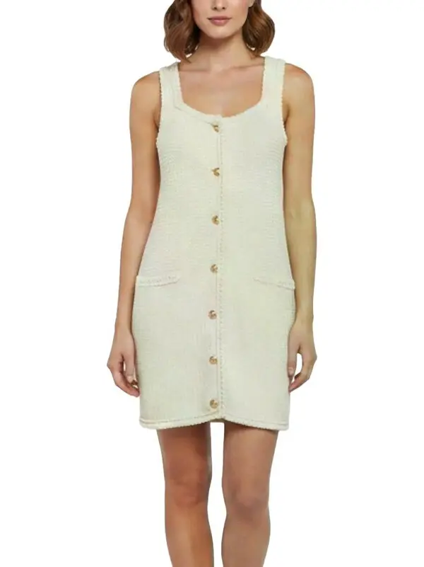Celine Crochet Sleeveless Mini Dress - Neutrals