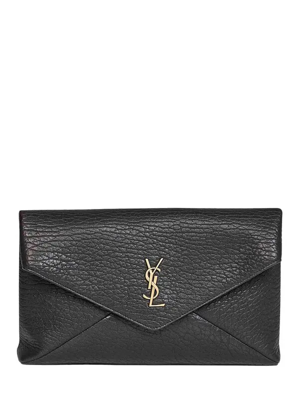 Saint Laurent Black Cassandre Large Lambskin Envelope Clutch - Multicolor