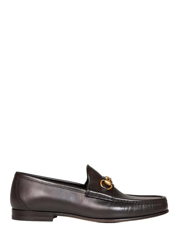 Gucci Brown Leather Horsebit 19653 Loafers - Multicolor