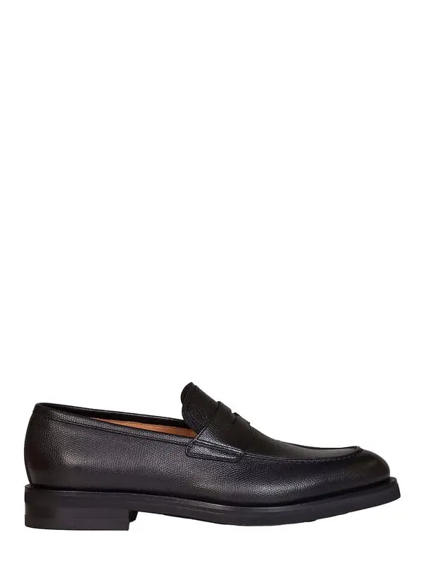 FERRAGAMO Black Hammered Leather Stefano Penny Loafer - Multicolor