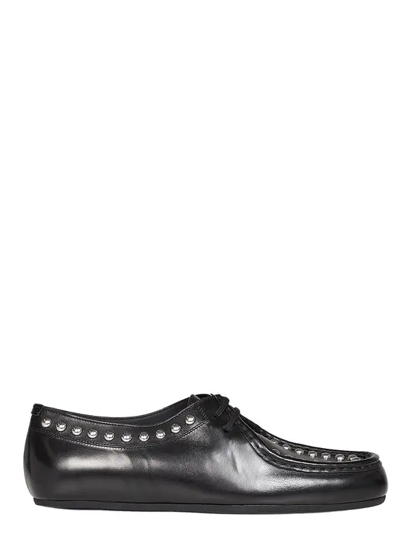 JIL SANDER Black Leather Loafers With Studs - Multicolor