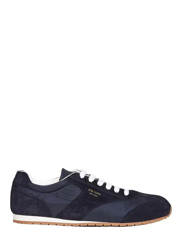 Prada Calzature Blue Re-nylon And Suede Sneakers - Multicolor