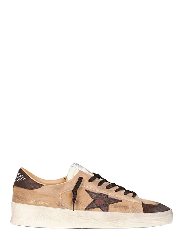 GOLDEN GOOSE Beige Suede Stardan Sneakers - Multicolor