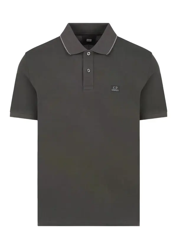 C.P. COMPANY Logo-patch Tipped Polo Shirt - Grey