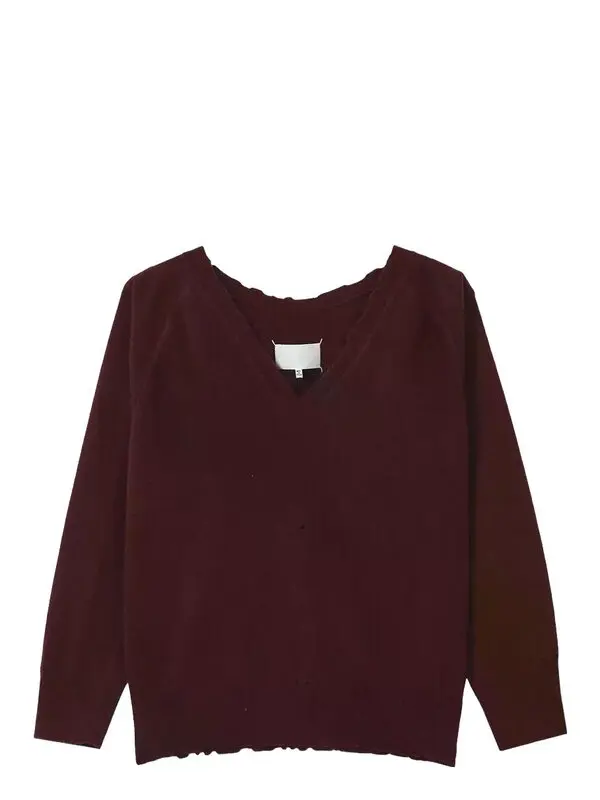 MAISON MARGIELA Distressed V-neck Sweater - Red
