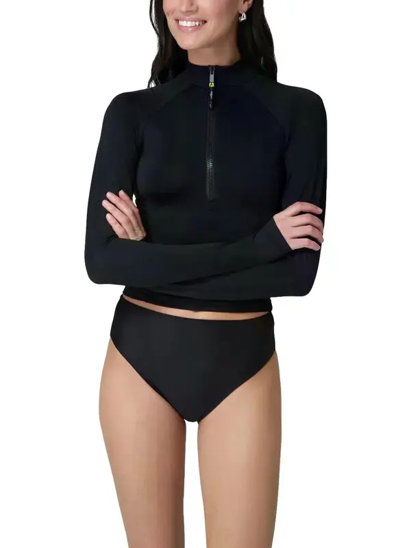 WATSKIN Daisy Ruched Rashguard - Black