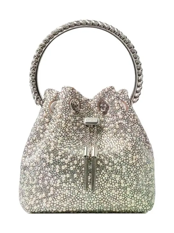 JIMMY CHOO Bon Bon Crystal-embellished Bucket Bag - Silver