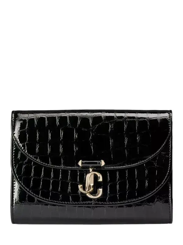 JIMMY CHOO Avenue Croc-effect Clutch Bag - Black