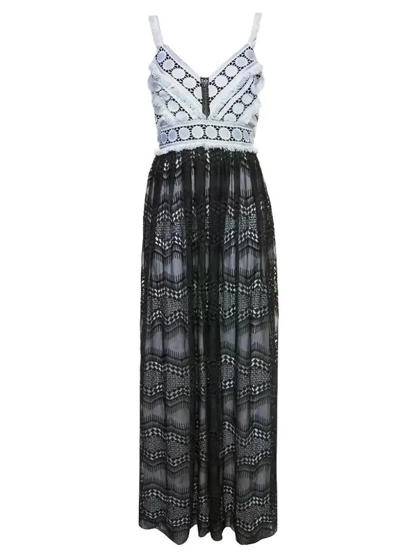 Badgley Mischka Fringed Maxi Dress - Black