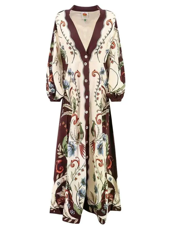 Farm Rio Millena Winter White Maxi Dress - Neutrals