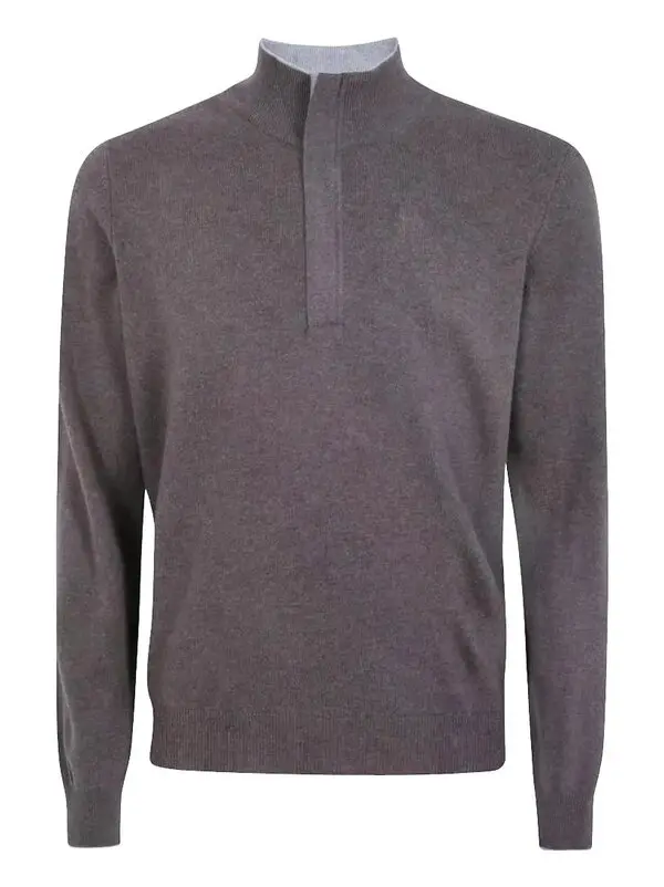 GRAN SASSO Elbow-patch Quarter-zip Sweater - Brown