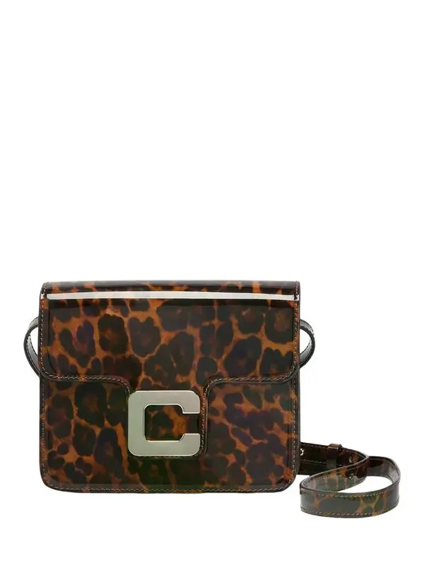 CAREL Mini Sorbonne Leopard-print Patent Leather Shoulder Bag - Brown