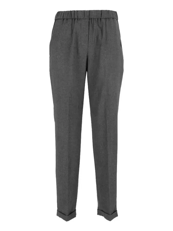 Antonelli Firenze Elasticated-waistband Turned-up Trousers - Grey