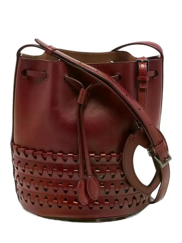 Alaïa Cut-out Drawstring Bucket Bag - Red