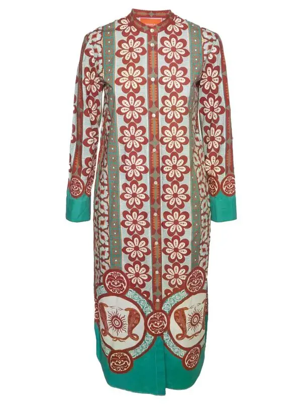 La DoubleJ Sundowner Pagoda Placee Rust Tunic Dress - Red