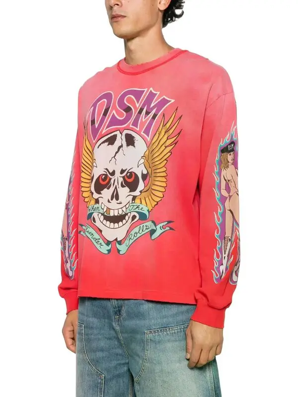 DIET STARTS MONDAY Graphic-print Long-sleeve T-shirt - Red