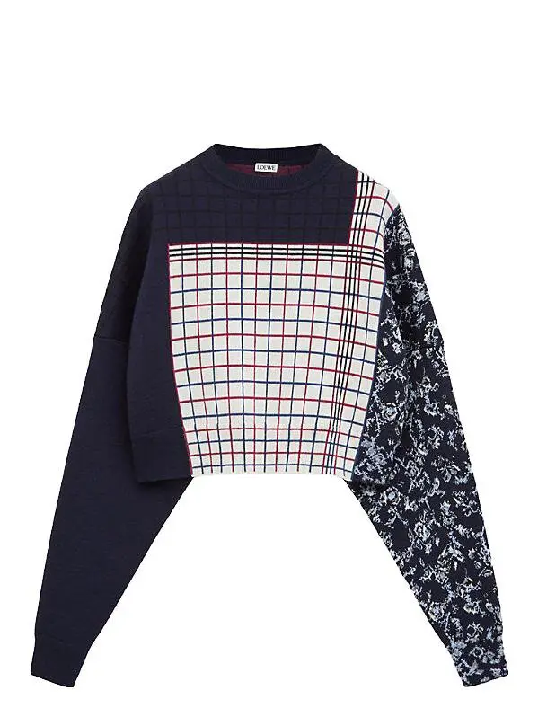Loewe Cosima Von Bonin Floral And Check Wool Jumper - Multicolor