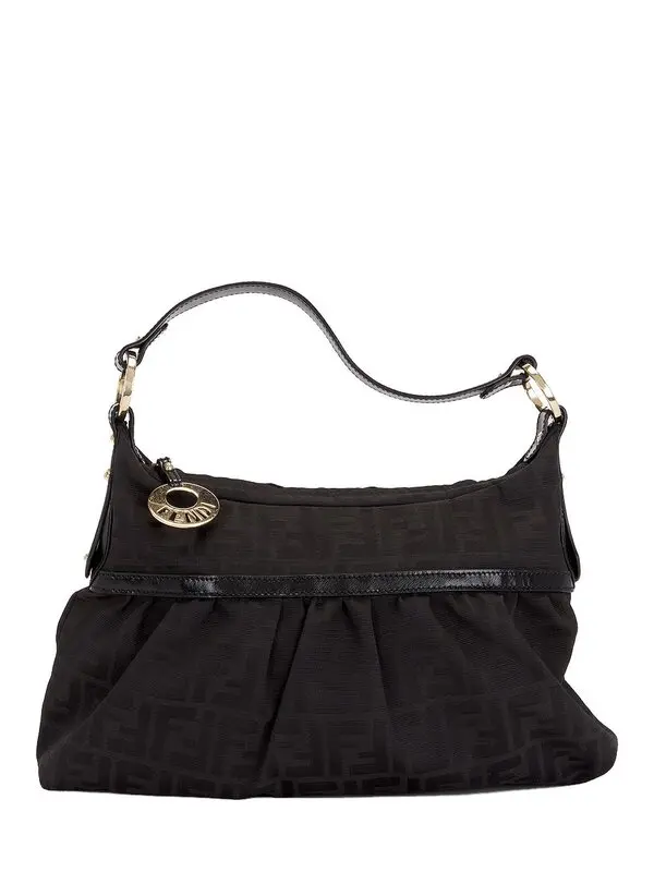 Fendi Fendu Zucca Chef Shoulder Bag - Black