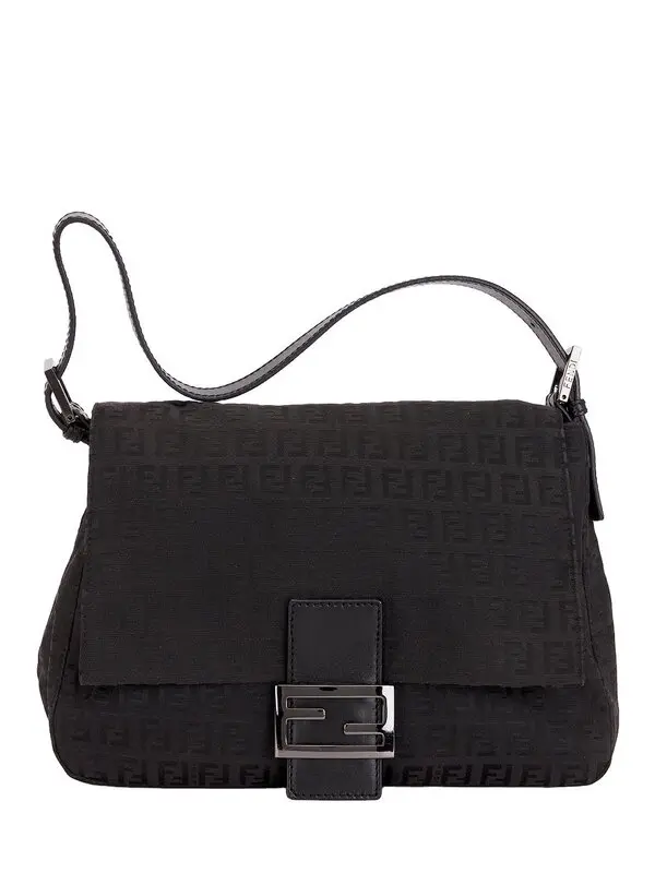 Fendi Zucchino Mama Baguette Shoulder Bag - Black