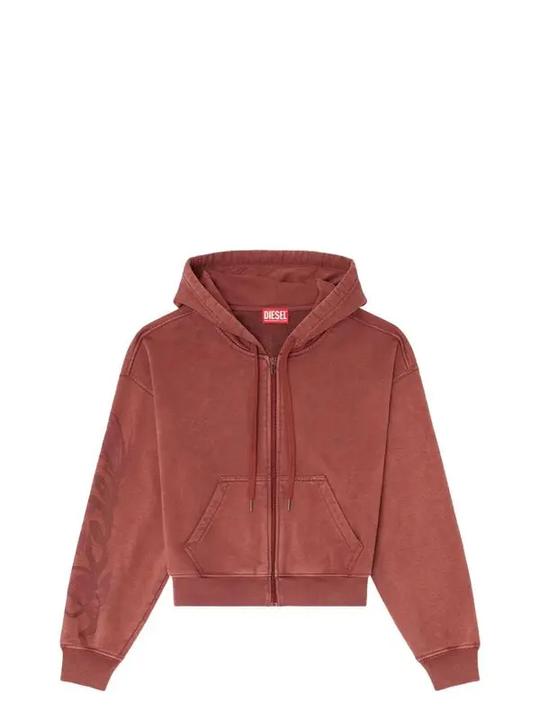 DIESEL® F-elycy Cropped Zip Hoodie - Brown