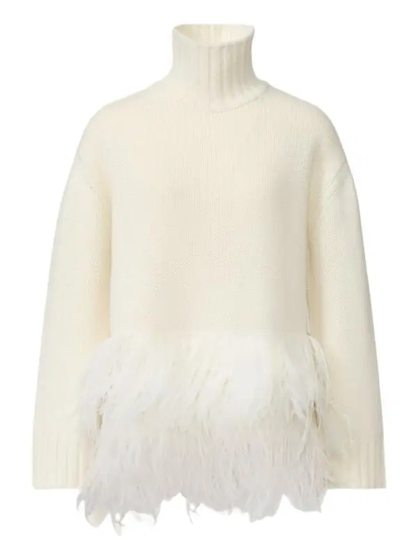 Fabiana Filippi Feather-trim Knitted Sweater - Raffia