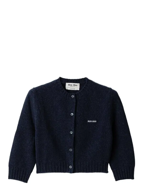 Miu Miu Wool And Cashmere Cardigan - Navy