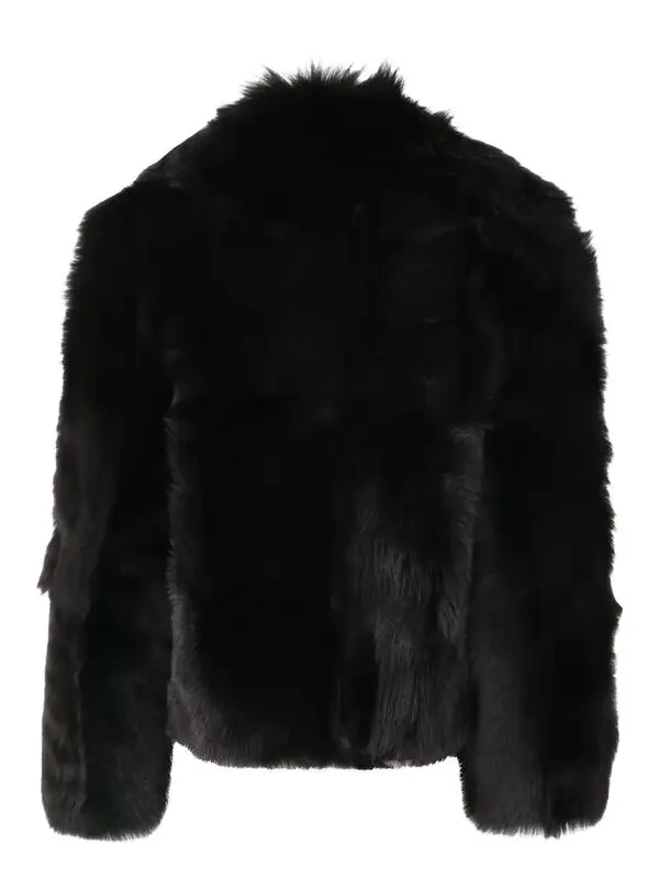 BLANCHA Oversized-collar Shearling Jacket - Black