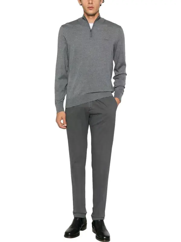 BOSS Quarter-zip Knitted Sweater - Grey