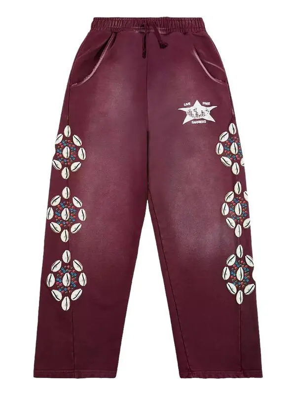 BARRIERS Cowrie Shell Maroon Track Pants - Red