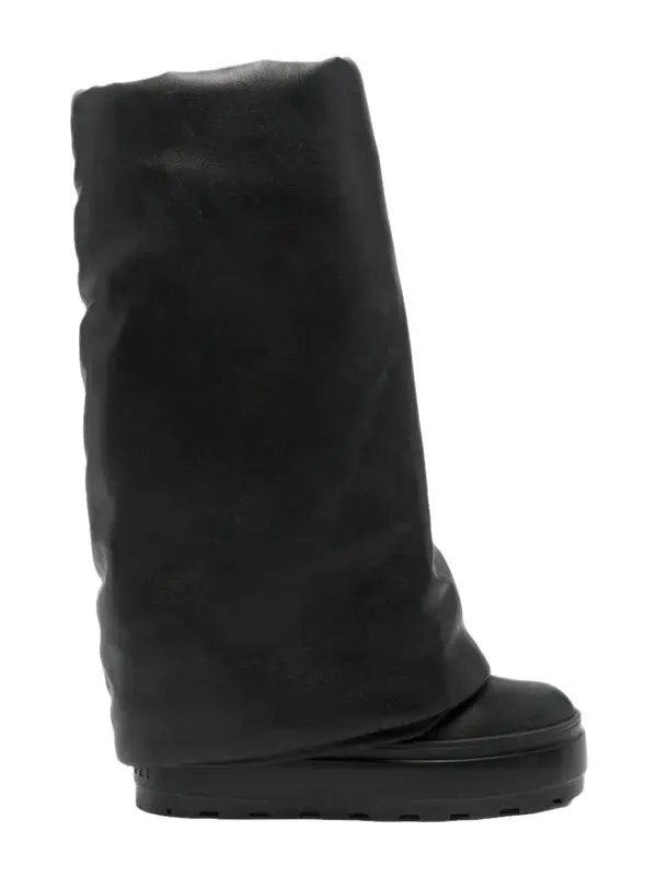 Casadei Foldover-detail Platform Boots - Black