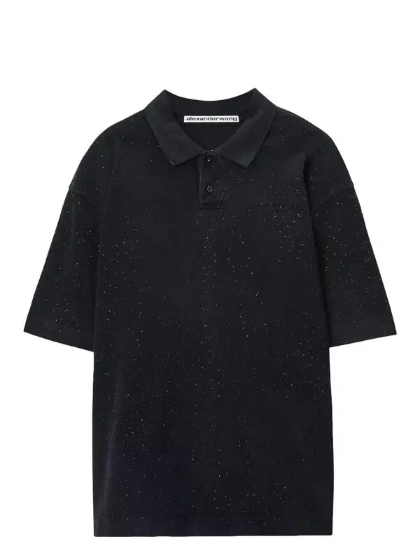 Alexander Wang Crystal Hotfix Polo - Black
