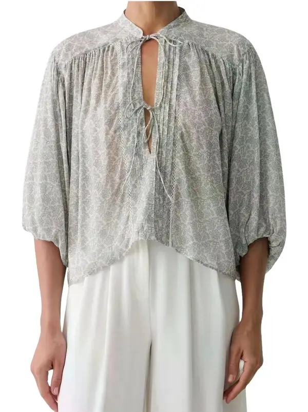 BOSS Bales Floral-print Blouse - Grey