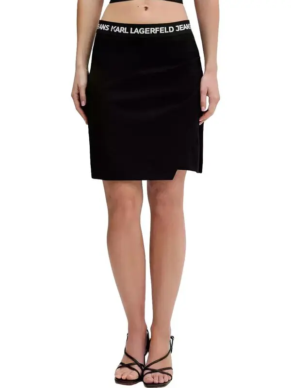 Karl Lagerfeld Logo-waistband Draped Mini Skirt - Black