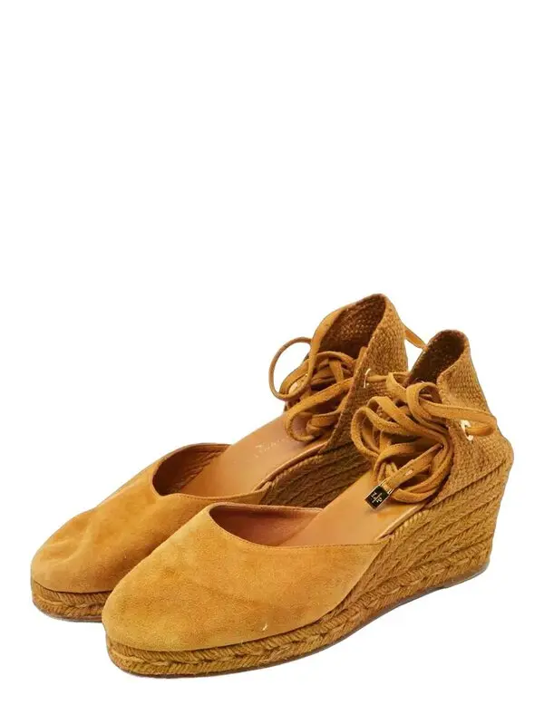 Loro Piana Raffia Suede Wedge Pumps - Brown