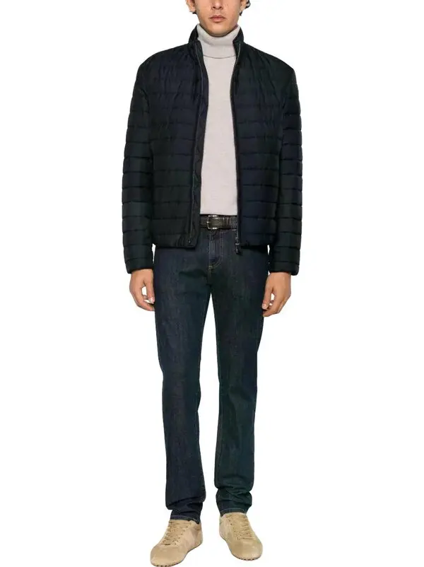 Canali Quilted High-neck Jacket - Blue