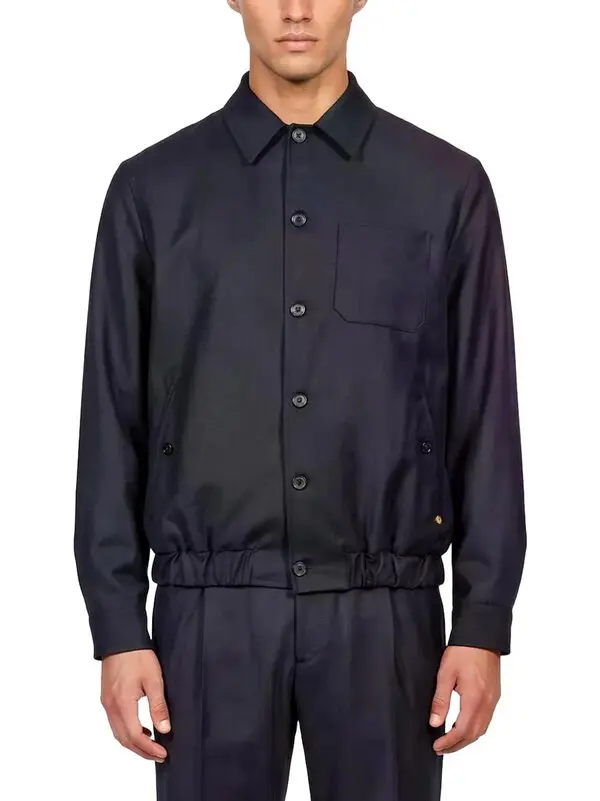 GREYED Domi Elasticated-hem Shirt Jacket - Blue