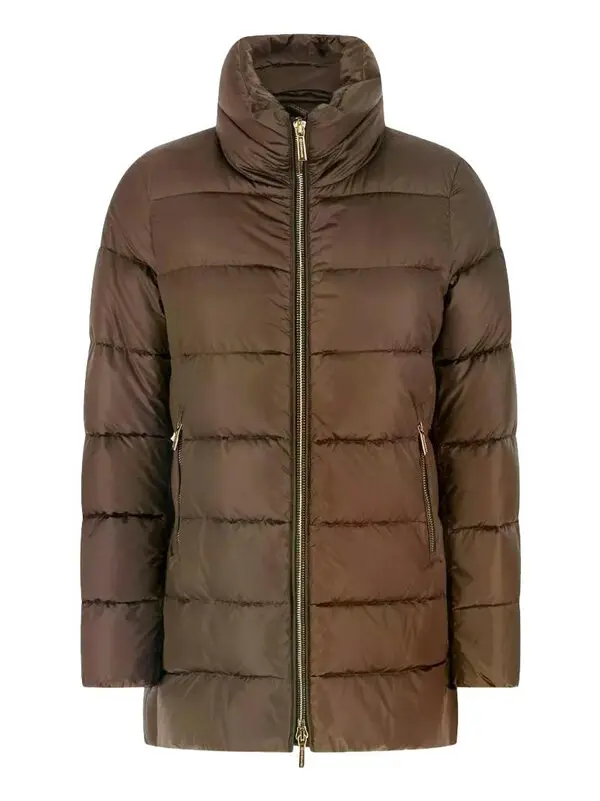 MOORER Quilted High-neck Jacket - Brown