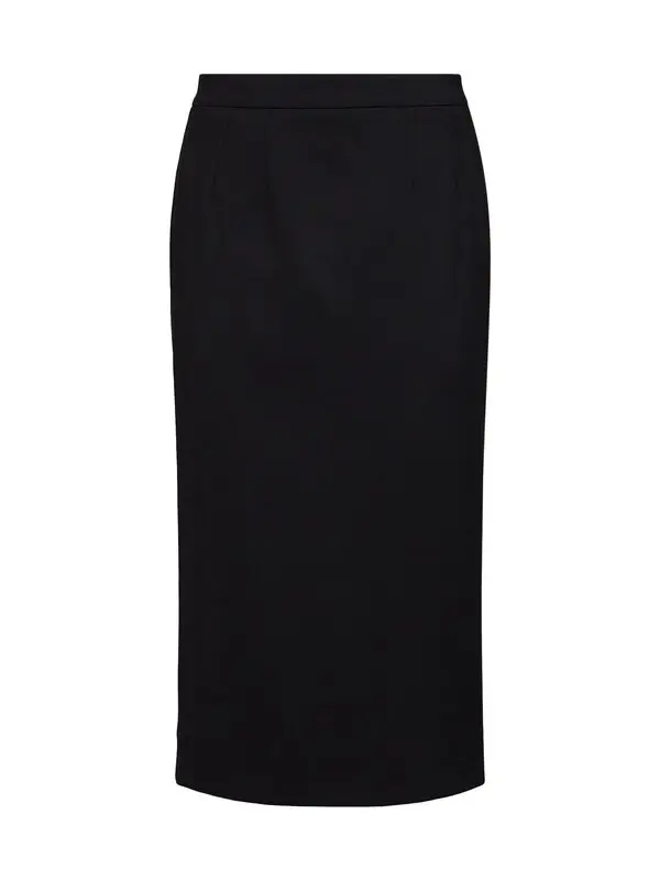 Dolce & Gabbana Black Stretch Wool Midi Pencil Skirt - Multicolor