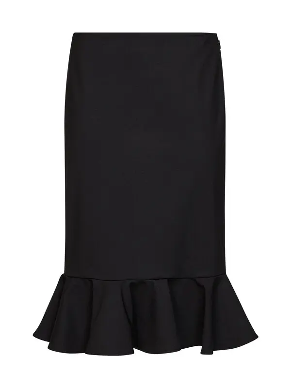Giuseppe Di Morabito Black Virgin Wool Midi Skirt With Ruffle - Multicolor