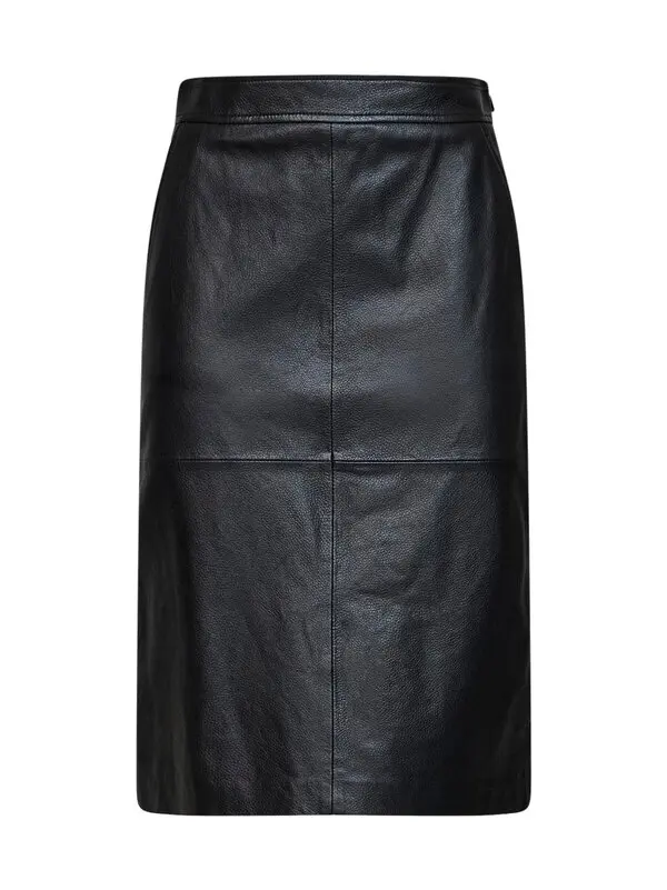 Max Mara Black Hammered Nappa Leather Msttimore Pencil Skirt - Multicolor