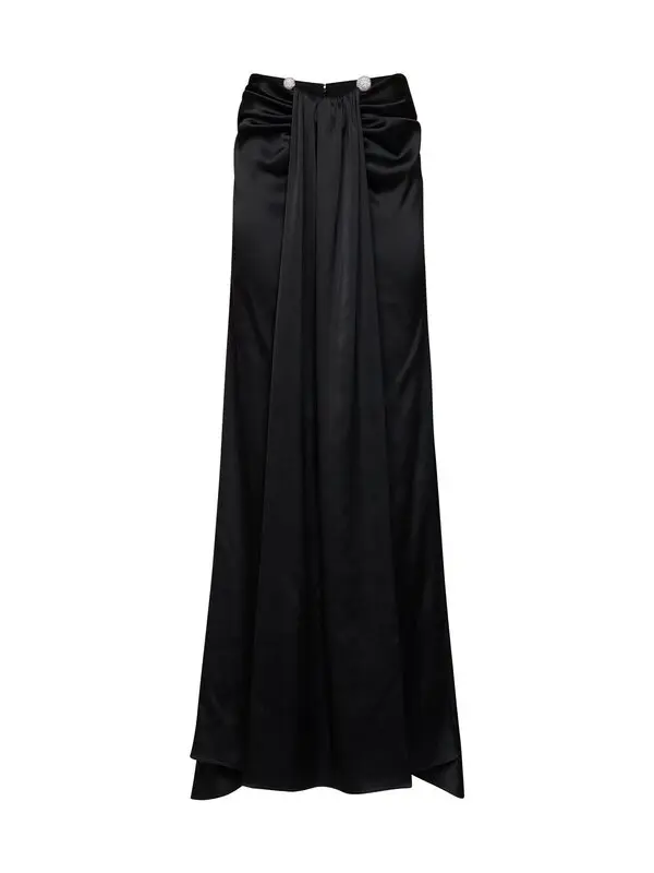 Giuseppe Di Morabito Black Satin Maxi Skirt With Jeweled Detail - Multicolor